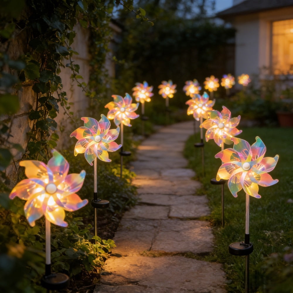 360° Solar Wind Spinners with Led Lights, Windmill for Yard & Garden ...