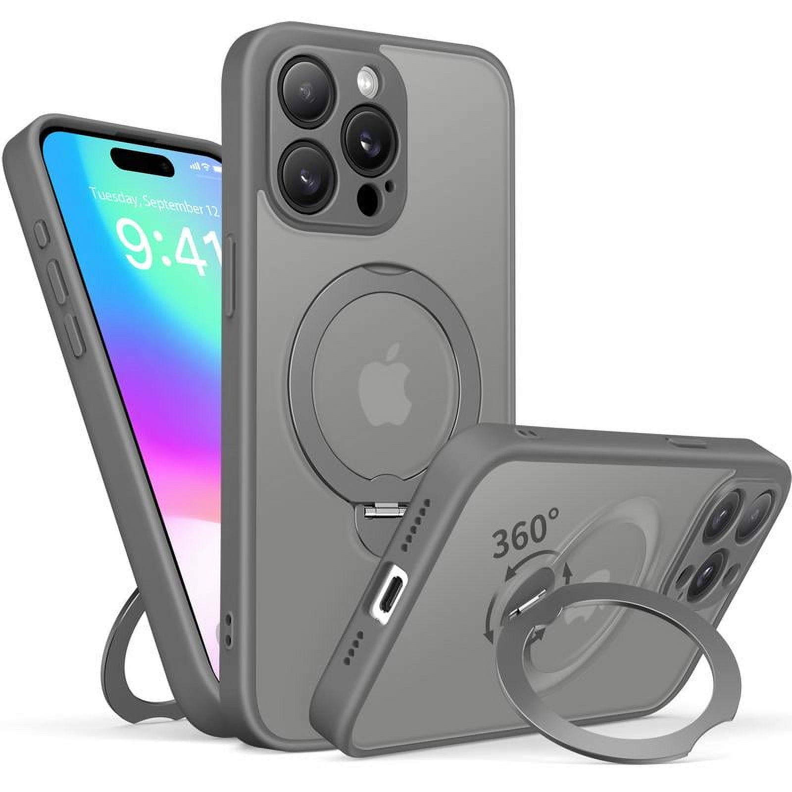 360° Spin Invisible Stand Phone Case With All Around Protection Support Magnetic Wireless