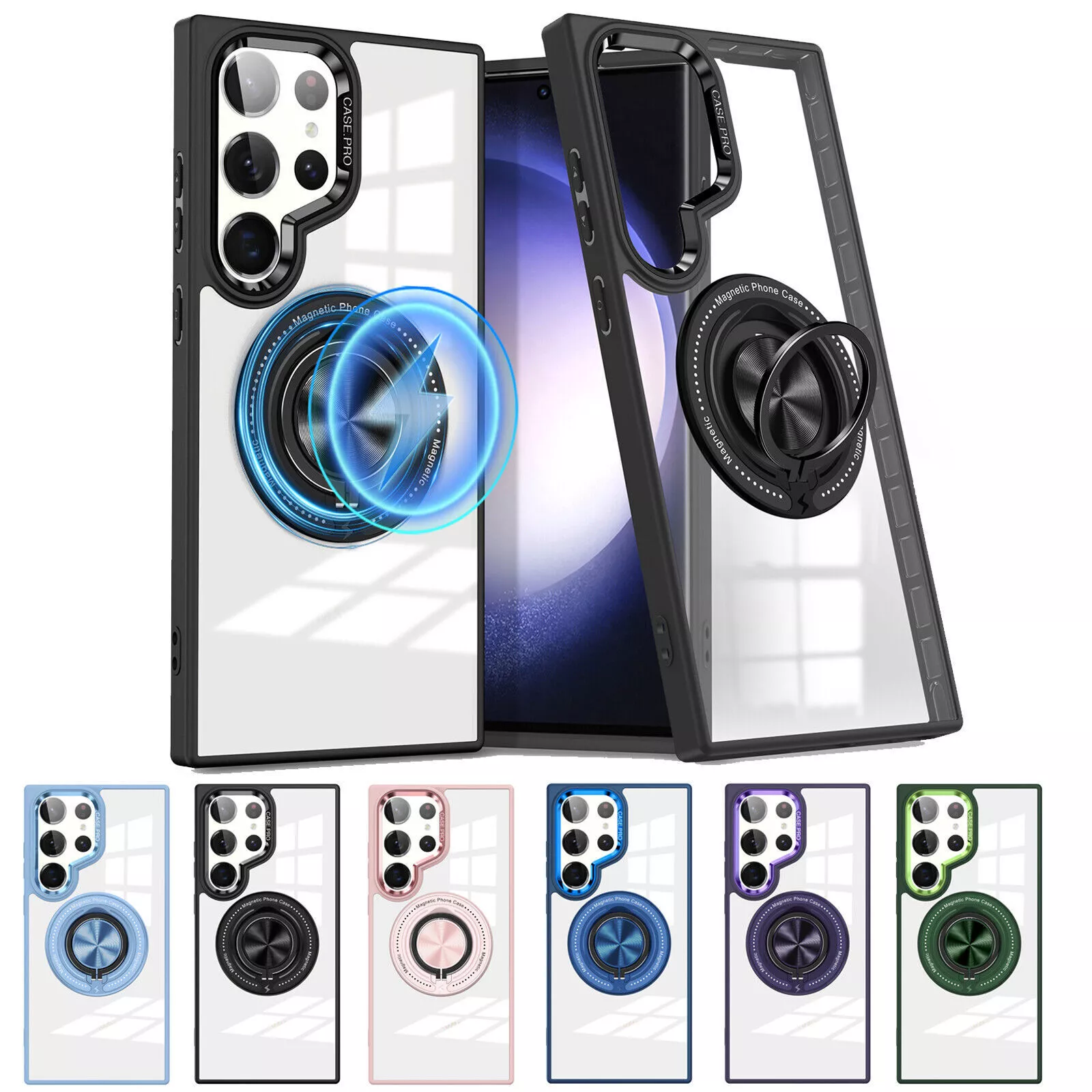 360° Spin Magnetic Stand Case for Samsung S25/S24/S23 Ultra/Plus/FE - Mag 1safe Compatible ...