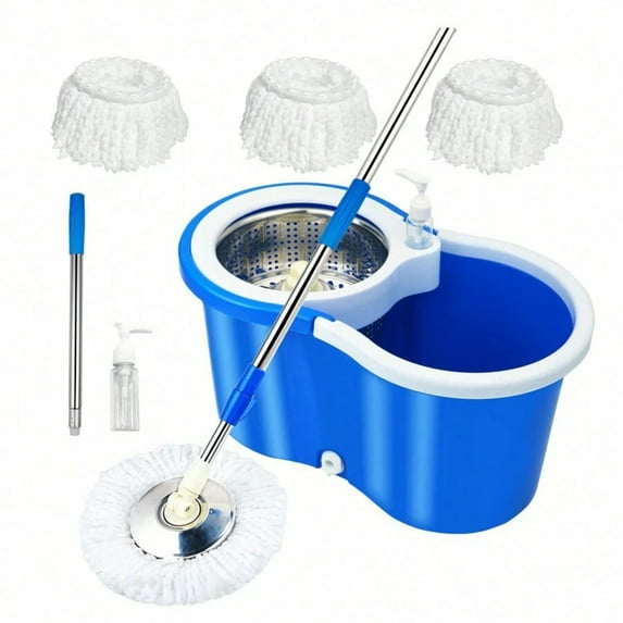 360 ° Spin Mop And Bucket Set - 61" Extended Handle + 3 Microfiber ...