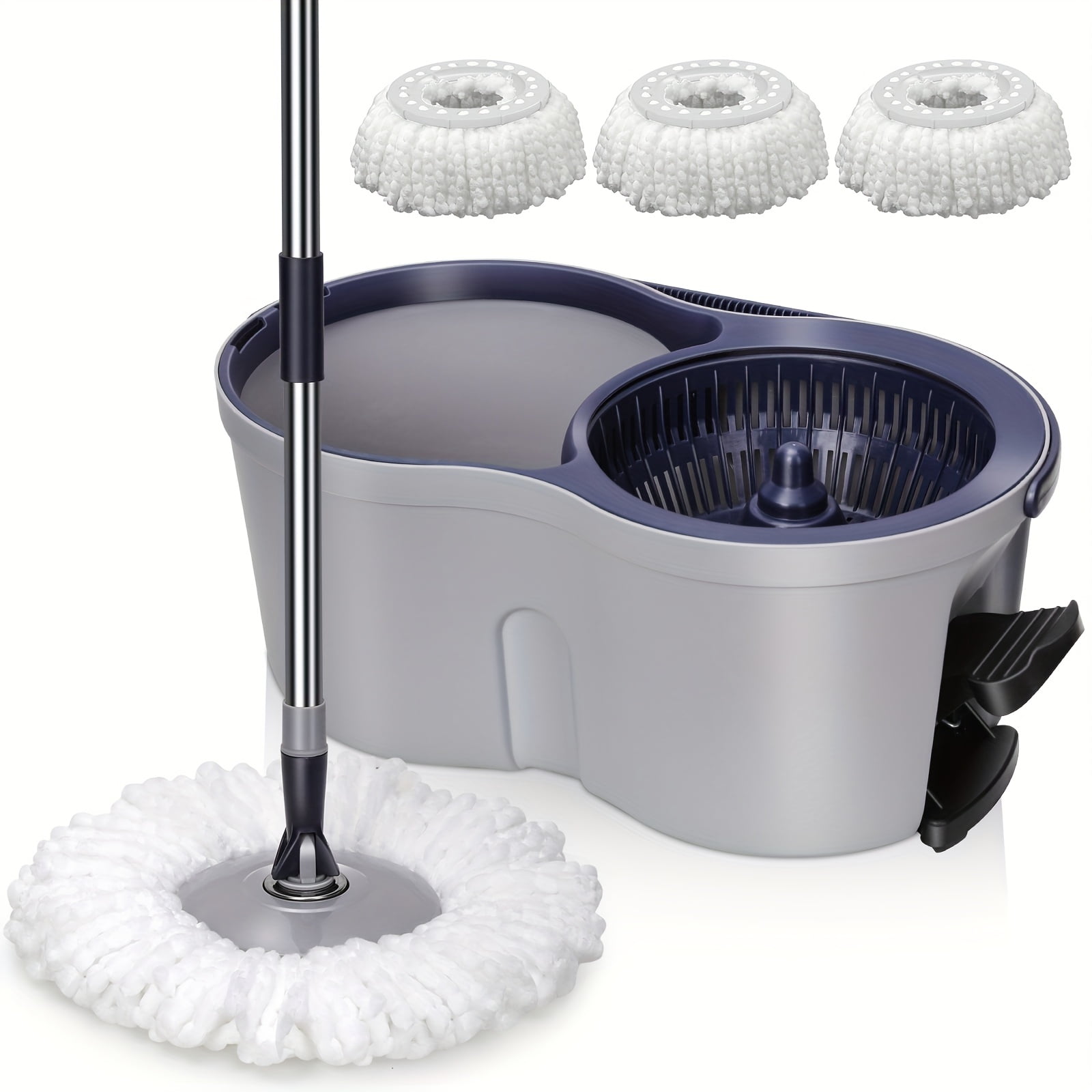 360° Spin Mop And Bucket Set with Dual Water Separation, Wringer Mop ...