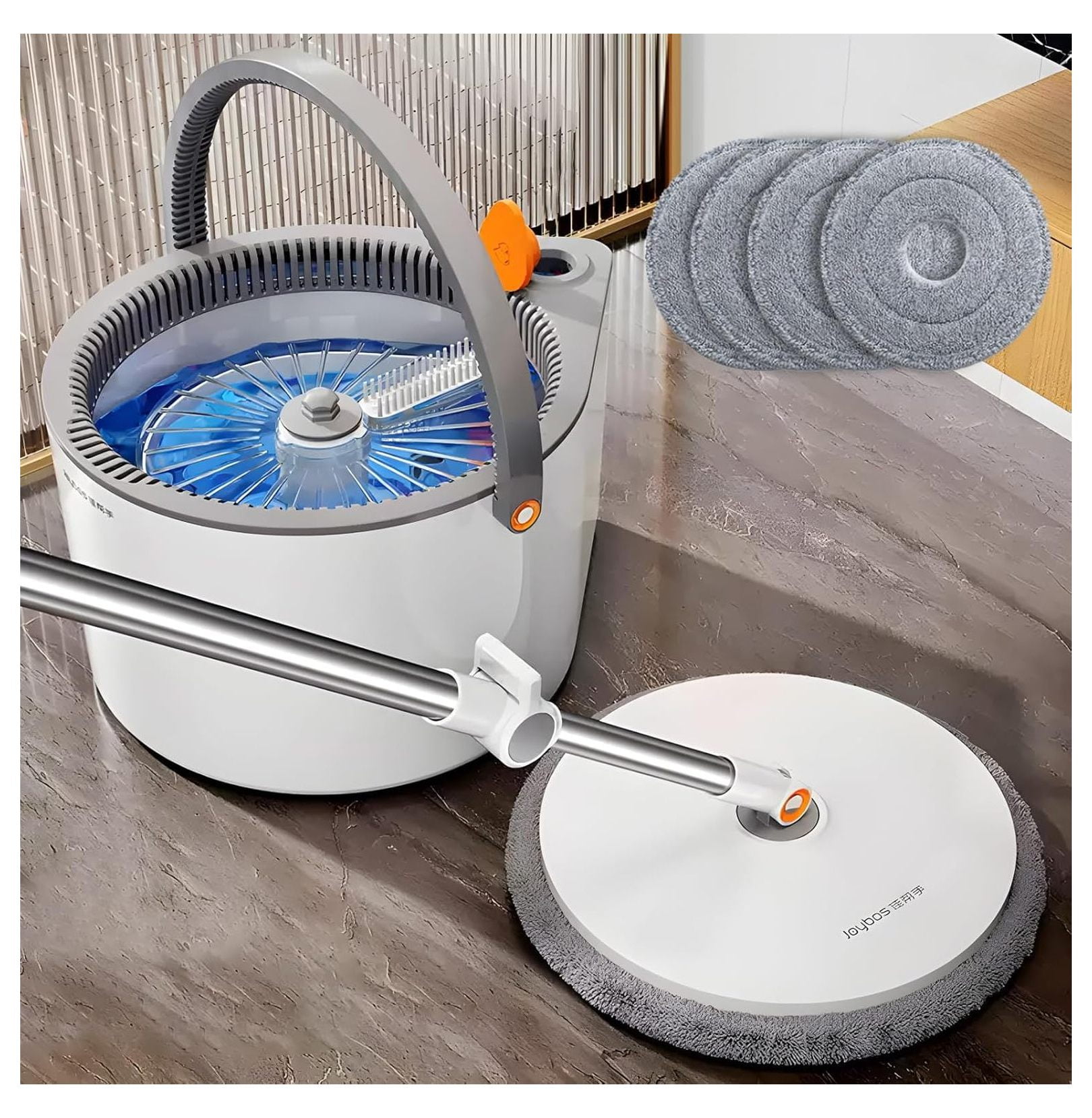 360° Spin Mop and Bucket Set with Self Separation Dirty, Includes Round ...