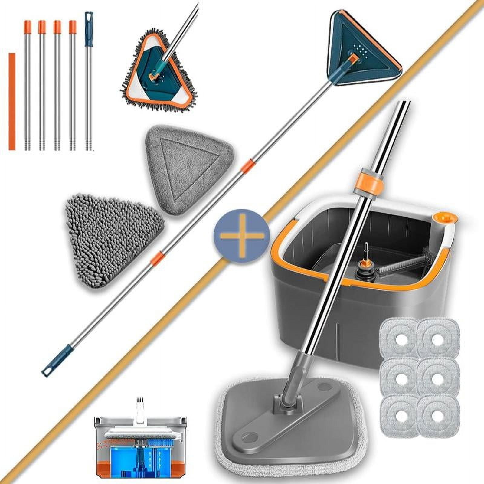 360° Spin Mop & Bucket Set – Self-Wringing with Dual Water Separation ...