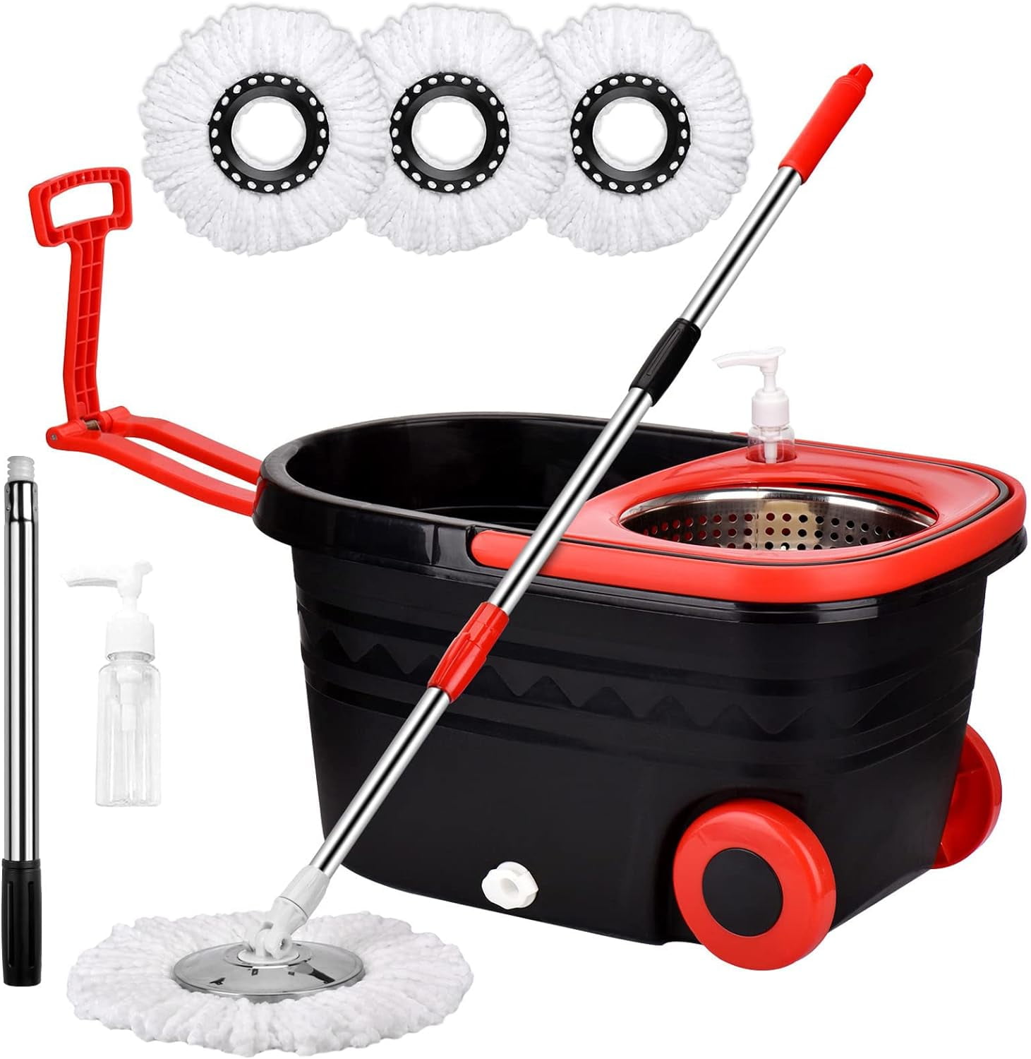 360° Spin Mop Bucket Sets Wrings System, Bucket with Wheels and 61 ...