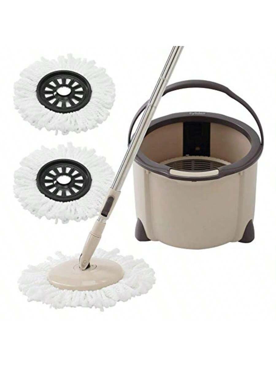 360 Spin Mop Bucket System Rapid Dry 2 Microfiber Pads Adjustable ...