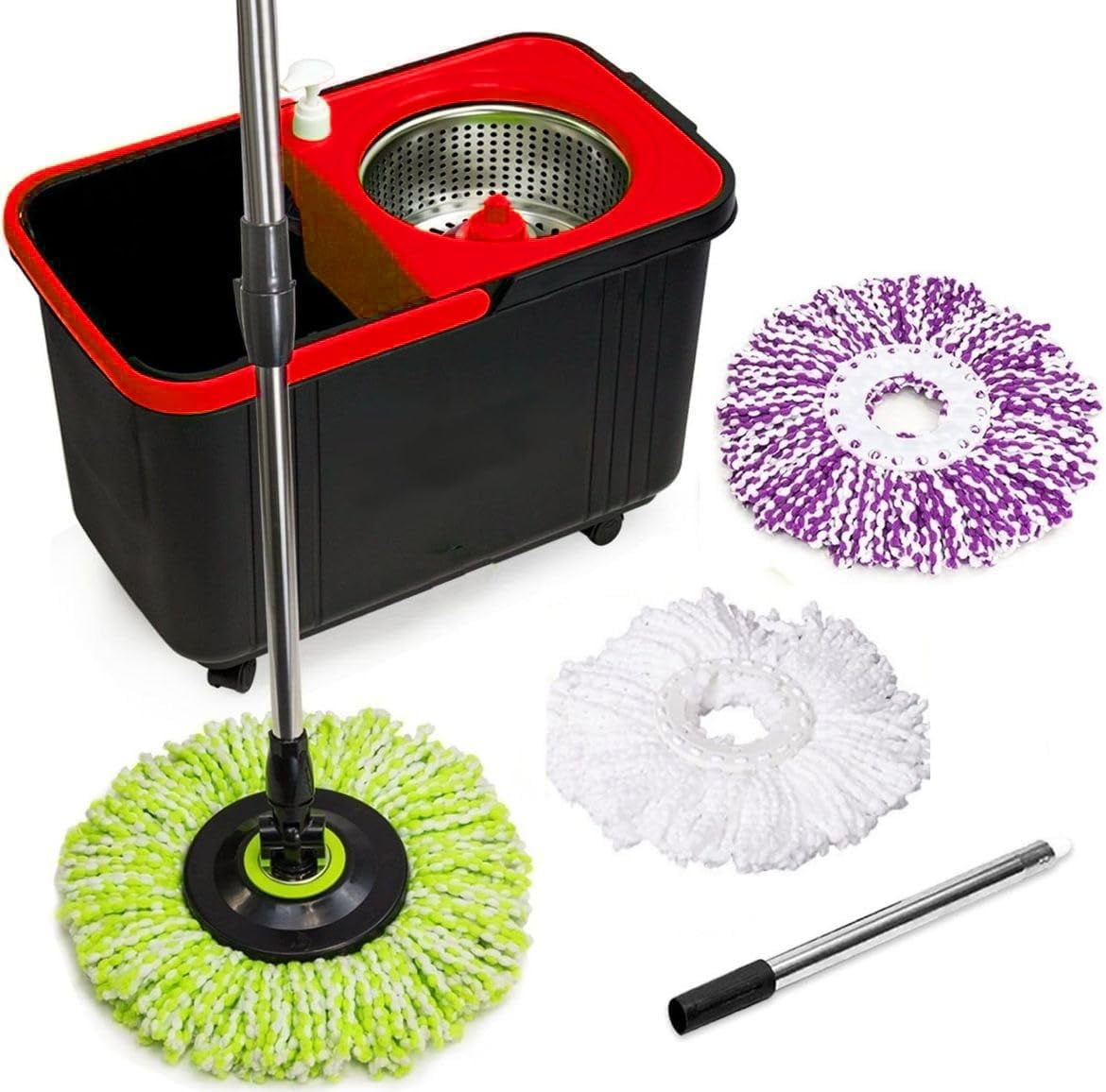 360° Spin Mop and Bucket with Wringer – 3 High-Absorbent Microfiber ...