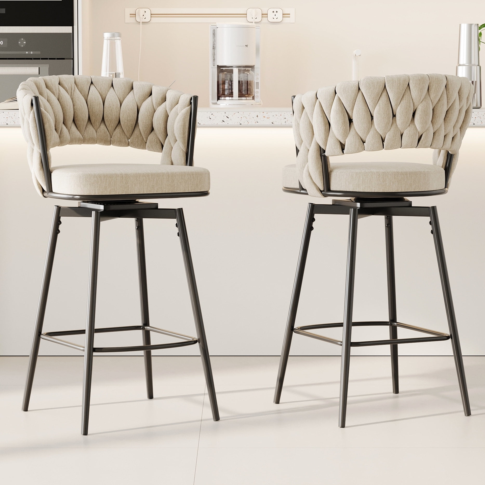 360° Spinning Bar Chairs (Set of 2) | Fit for Various Dining Occasions ...