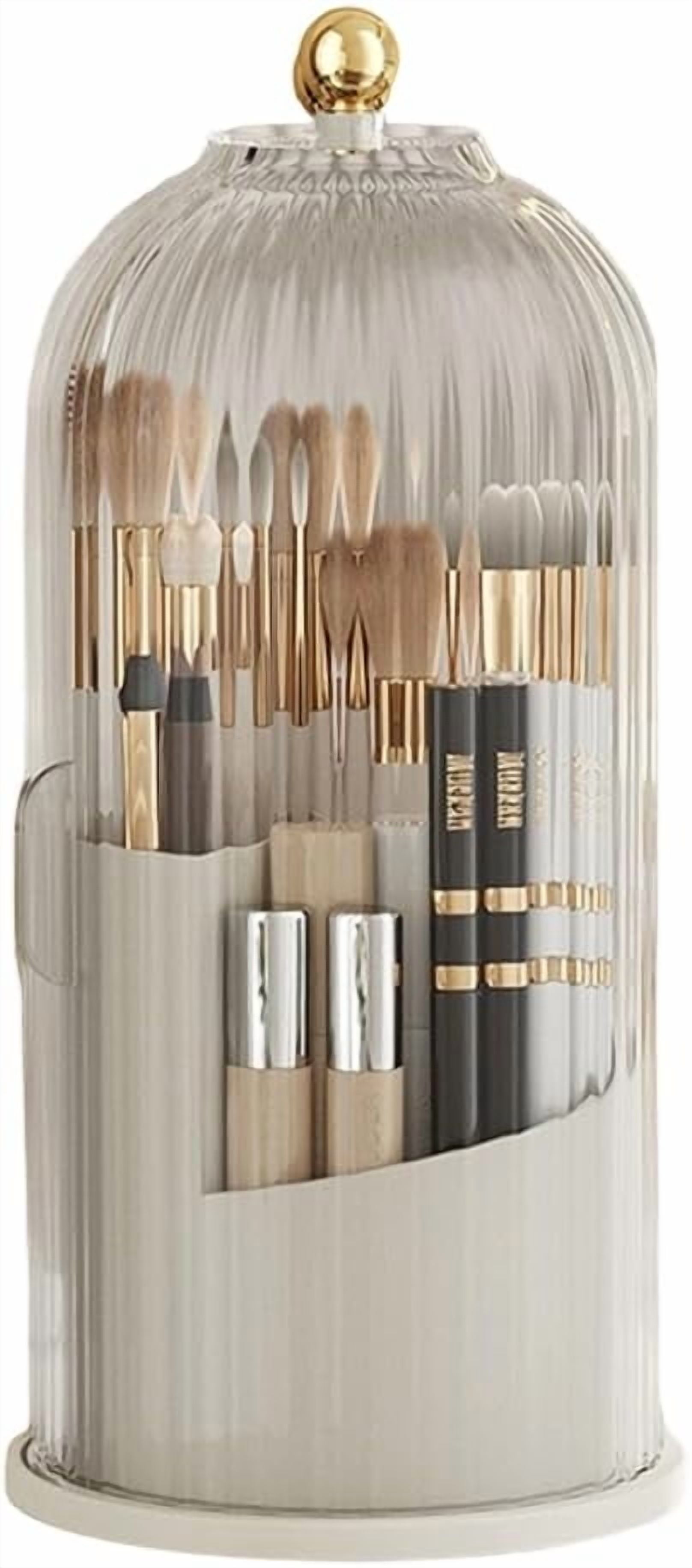 360° Spinning Makeup Brush Silo with Sanitary Dome Lid,many Compartment ...