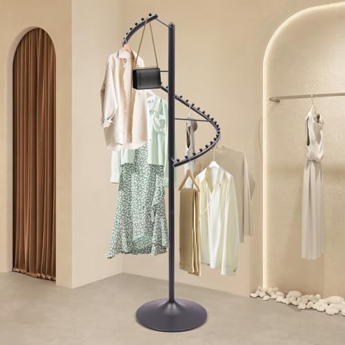 360° Spiral Rotating Clothing Rack, Standing Garment Rack with 36 Balls ...