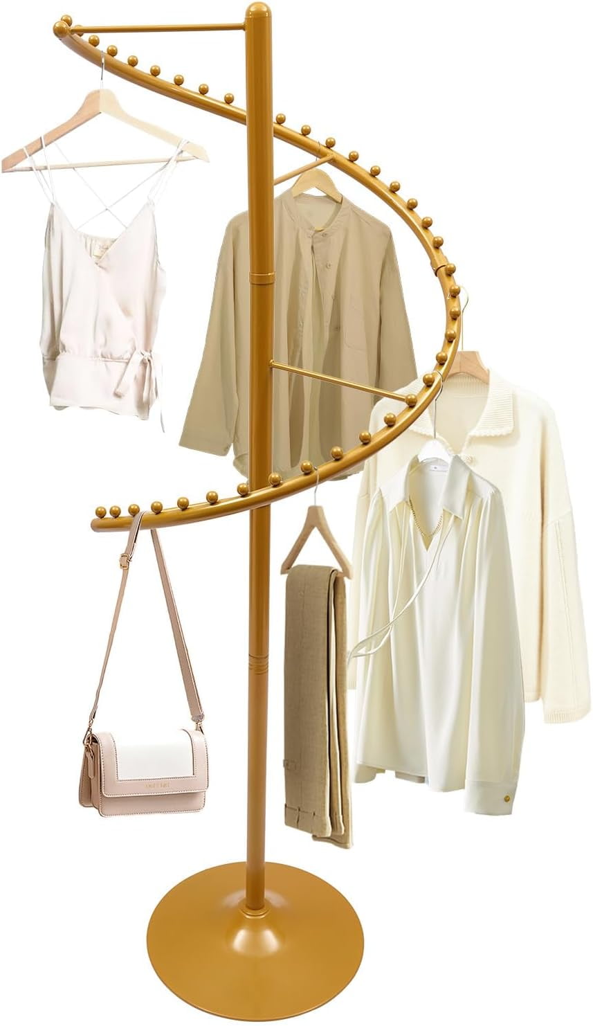 360° Spiral Rotating Clothing Rack, Standing Garment Rack with 36 Balls ...