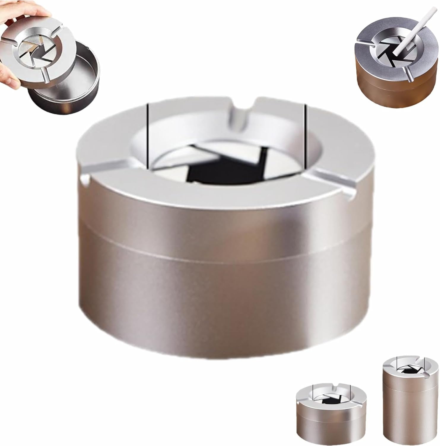360° Stainless Steel Twist-Lock Ashtray, Stainless Steel Car Ashtray ...