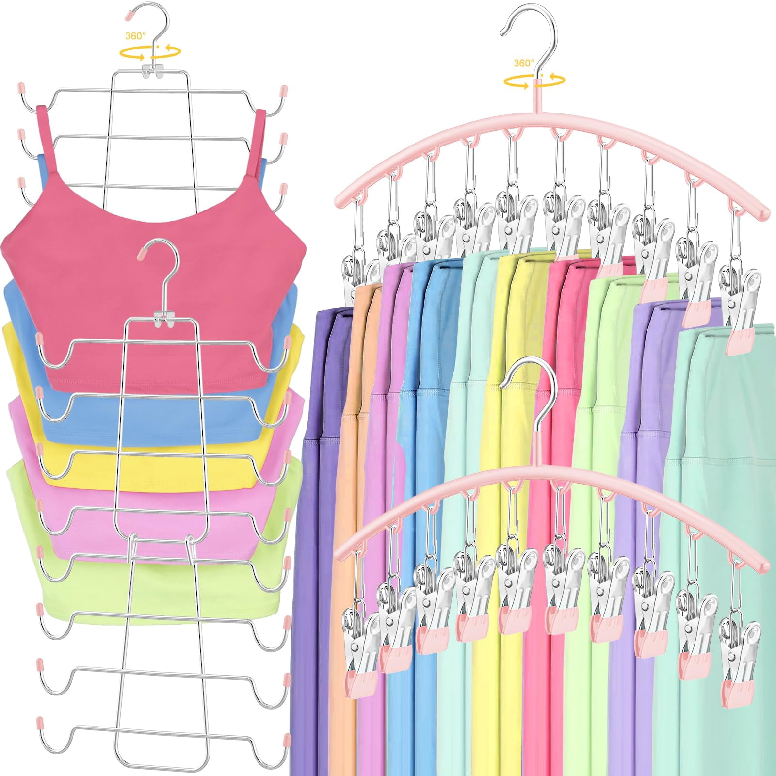 360° Swivel 2 Pack Tank Top Hanger and Leggings Organizer, Space Saving ...