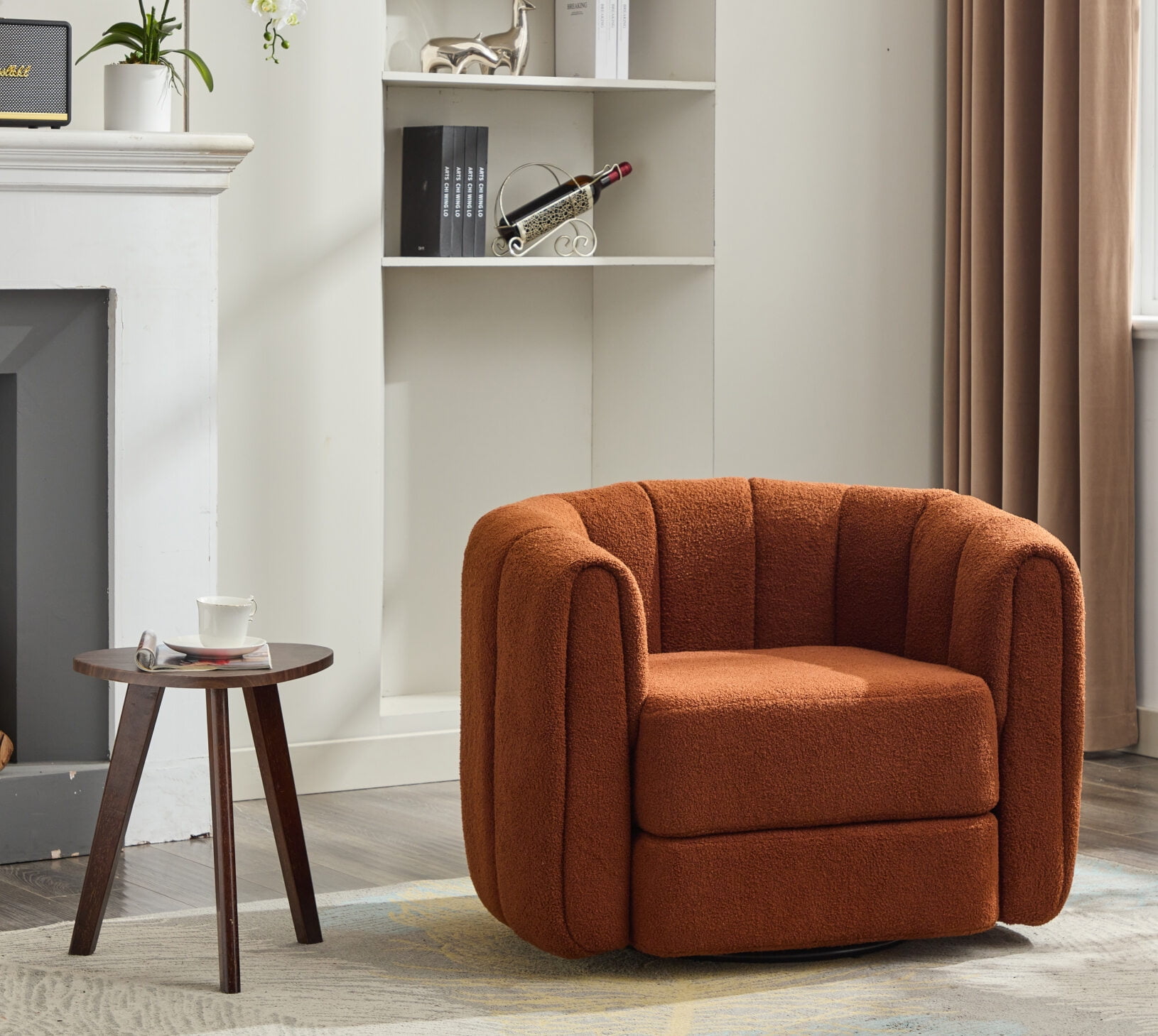 360° Swivel Accent Barrel Chair, Modern Round Armchairs with ...