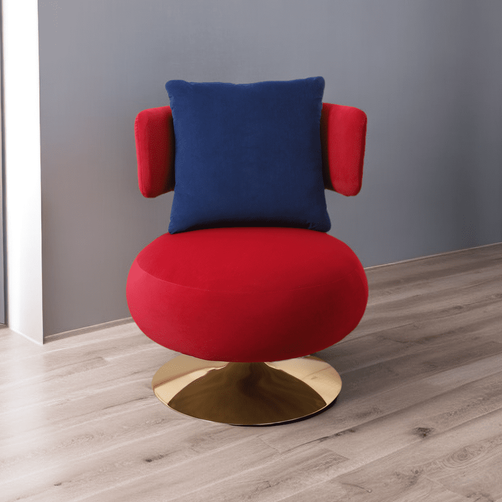 360°Swivel Accent Chair Armchair, Round Barrel Chair in Fabric with ...