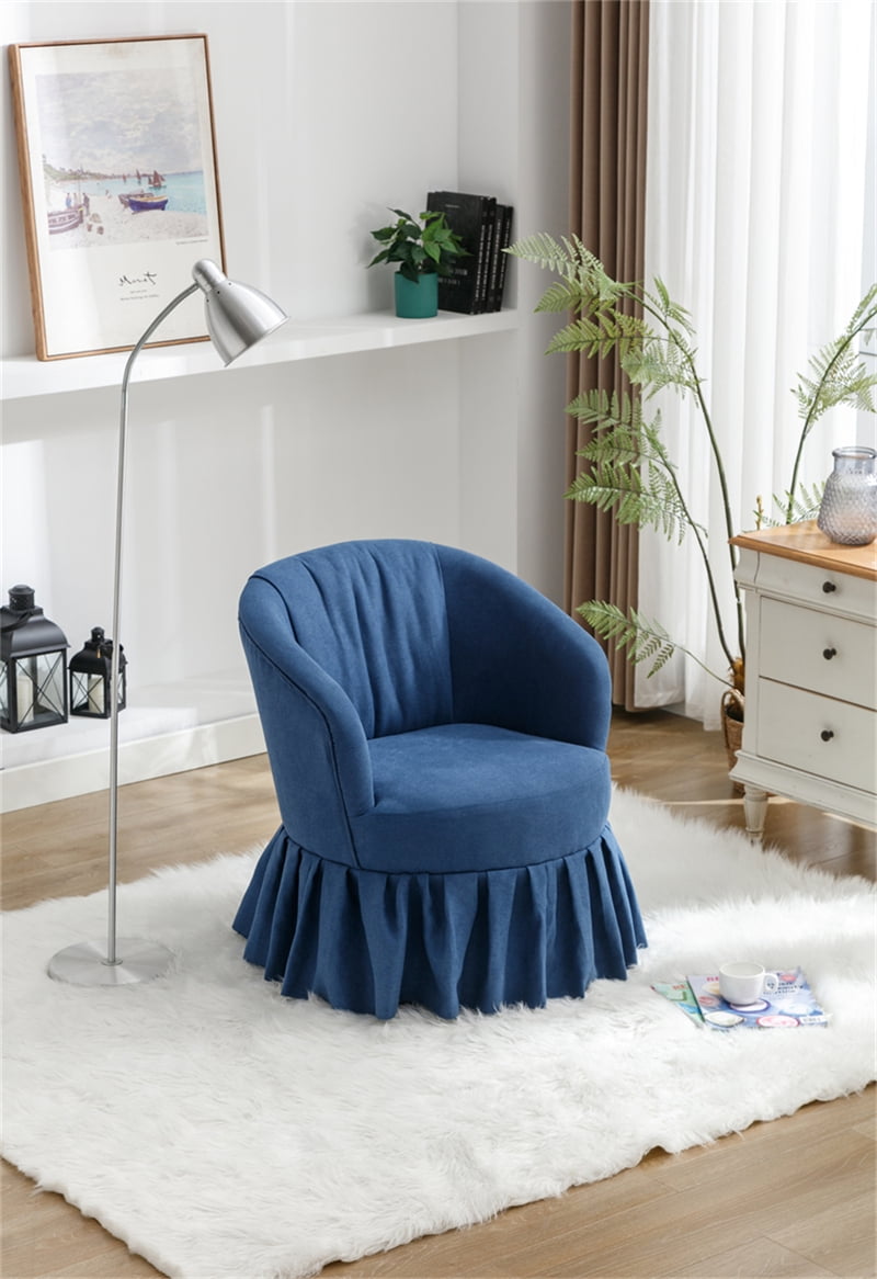 360° Swivel Accent Chair, Modern Linen Single Sofa Chair with Pleated ...