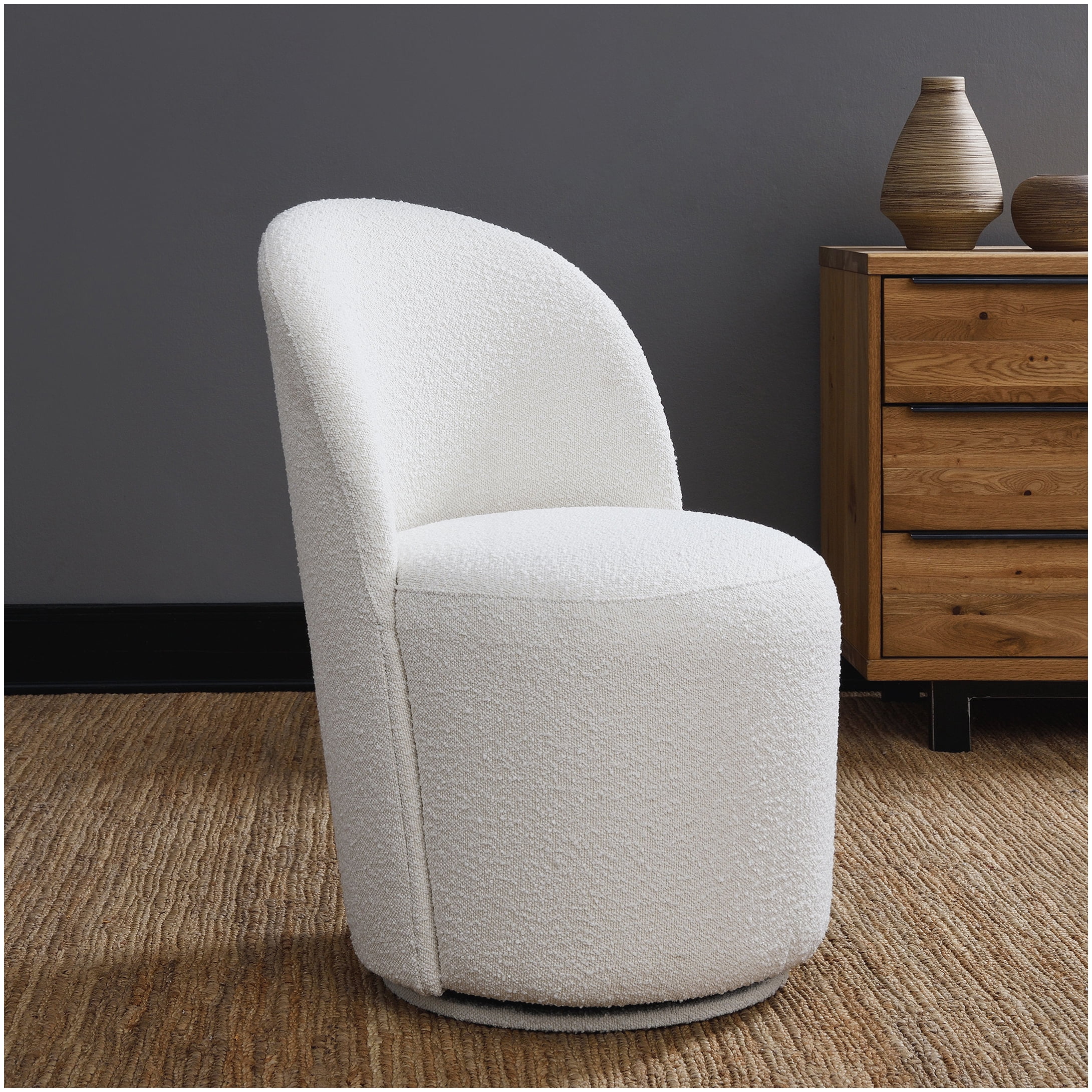 360 Swivel Accent Chair Set of 2 in Beige, Plush Boucle Upholstered ...
