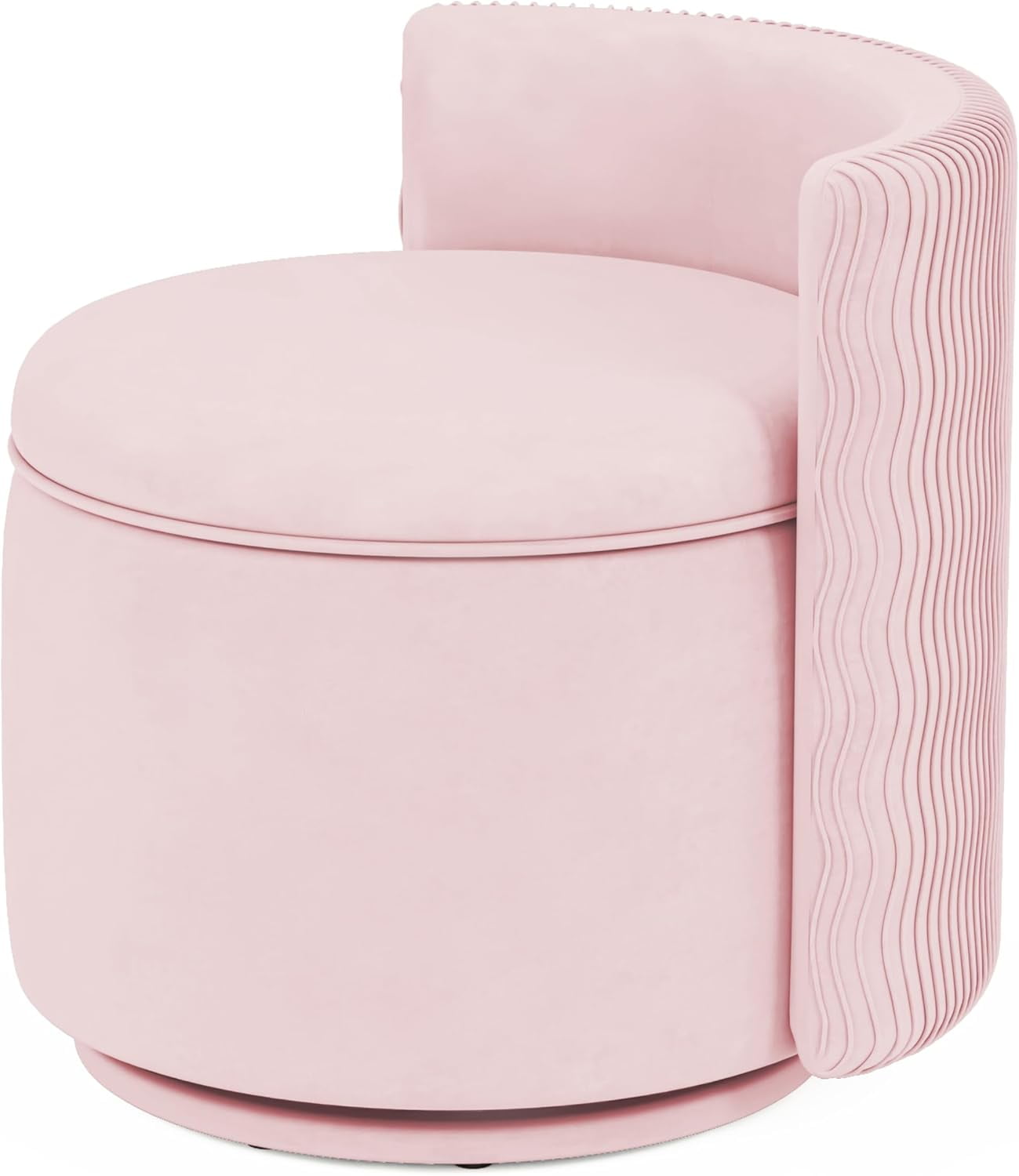 360° Swivel Accent Chair with Storage, Vanity Stool with Back, Velvet ...