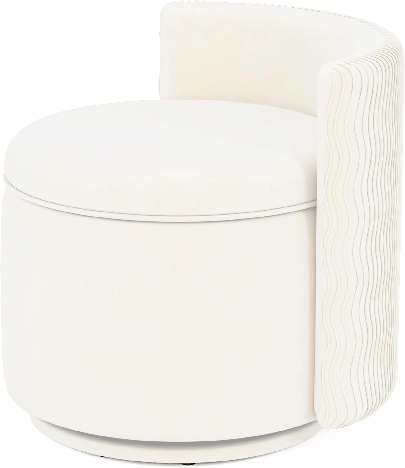 360° Swivel Accent Chair with Storage, Vanity Stool with Back, Velvet ...