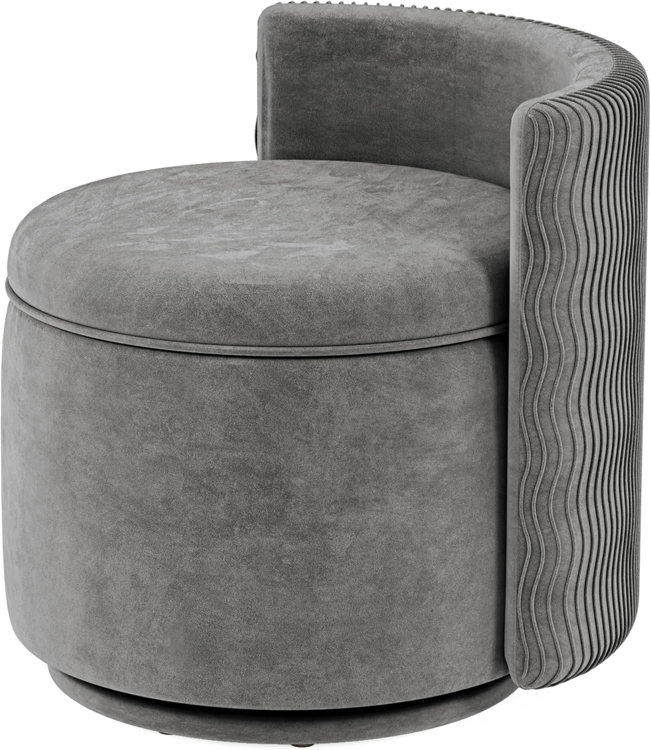 360° Swivel Accent Chair with Storage, Vanity Stool with Back, Velvet ...