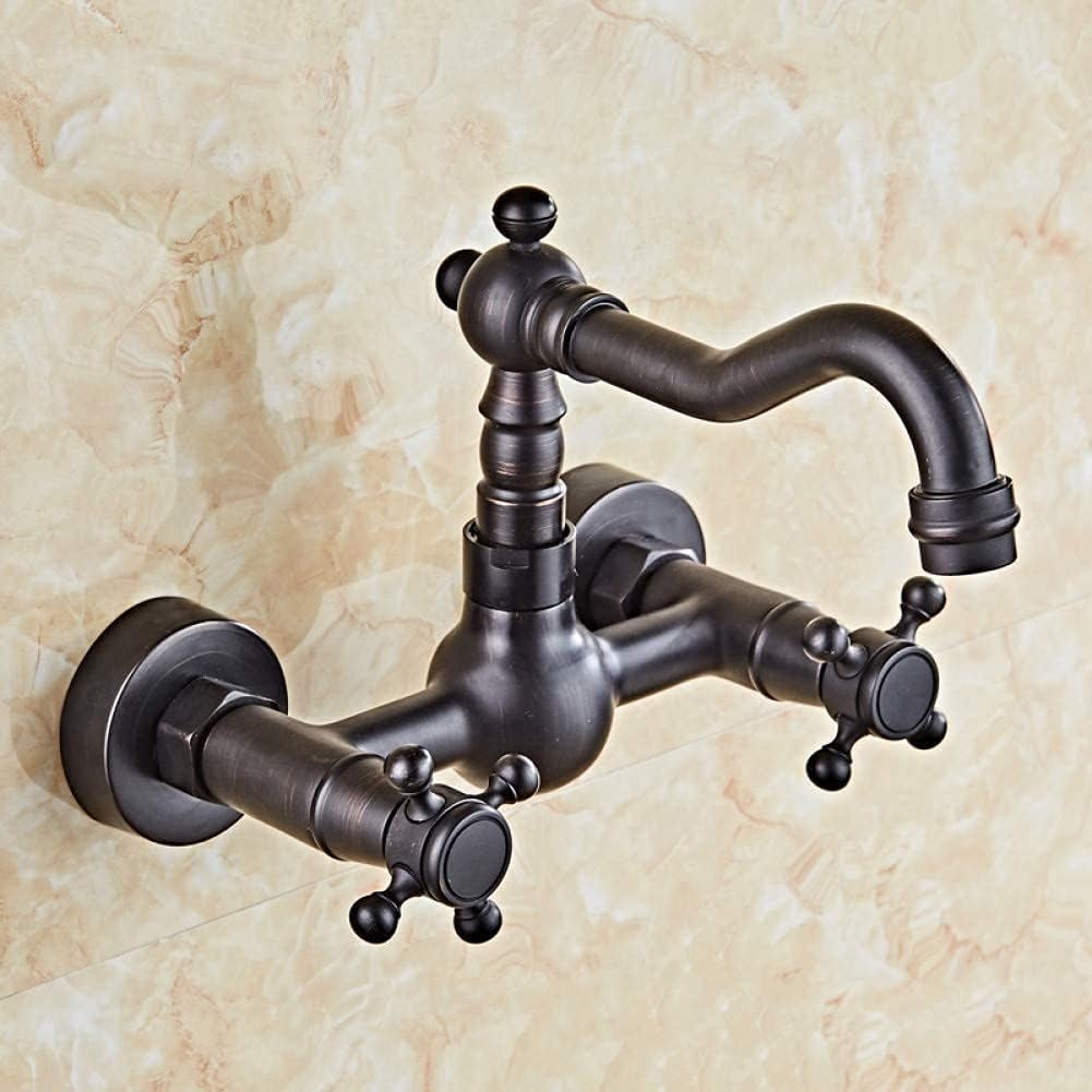 360 Swivel Antique Brass Bathroom Basin Sink Mix Tap Dual Handles Wall ...