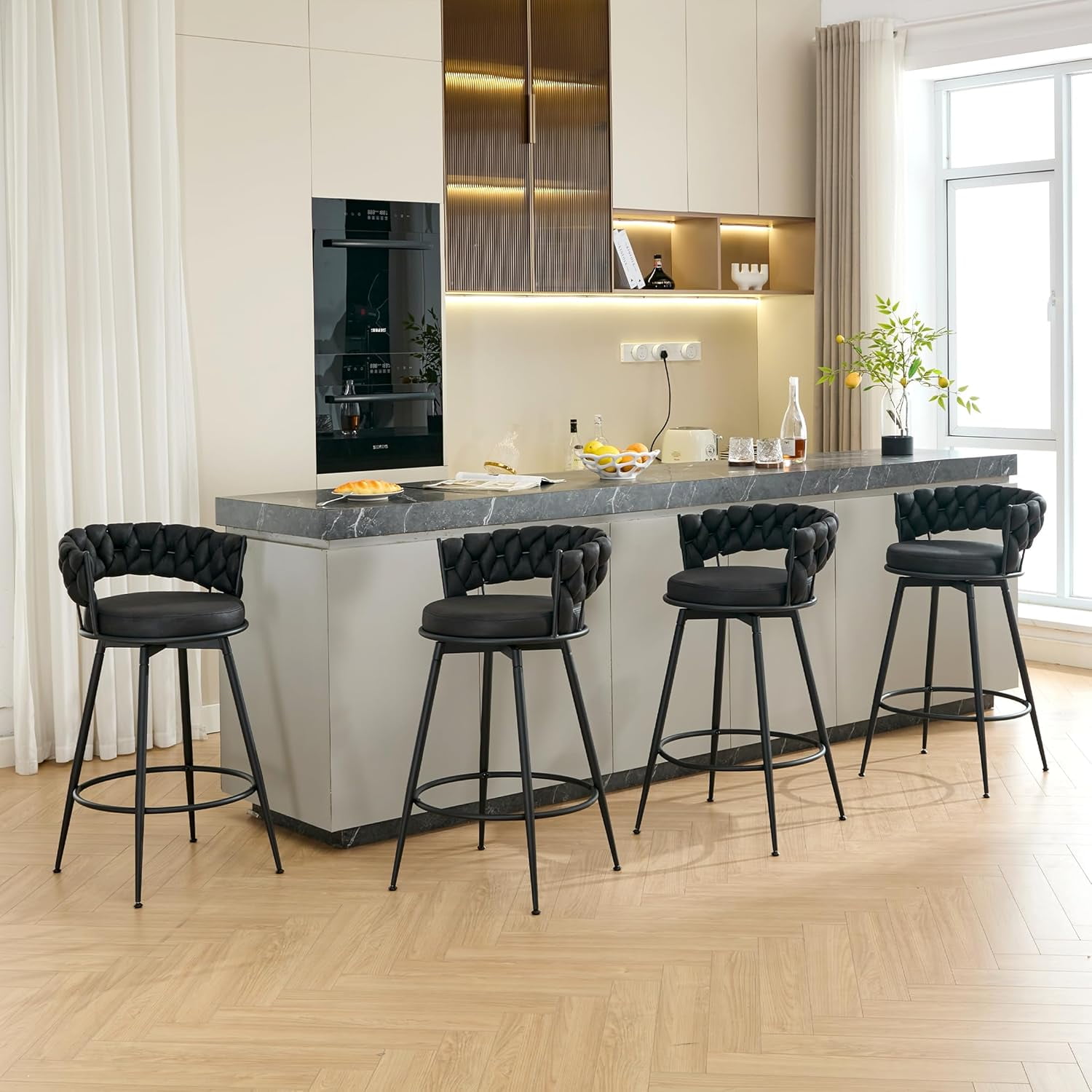 360° Swivel Bar Stools 28 inch Counter Height Bar Stools Barstools with ...