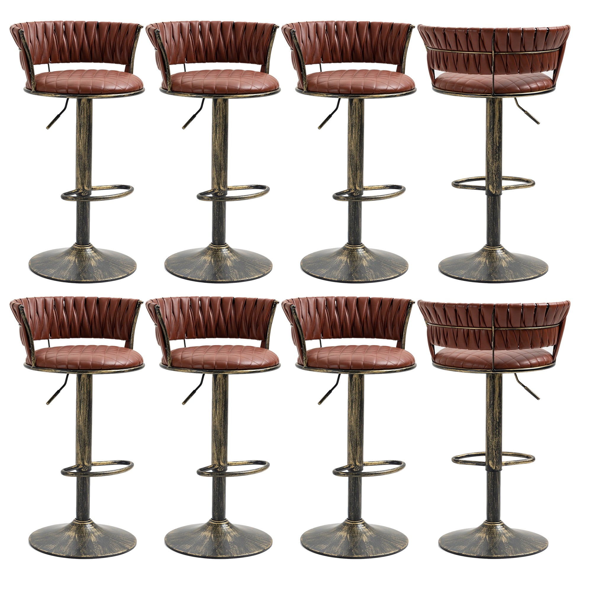 360°Swivel Bar Stools, Adjustable Height Bar Stools with Open Back and ...