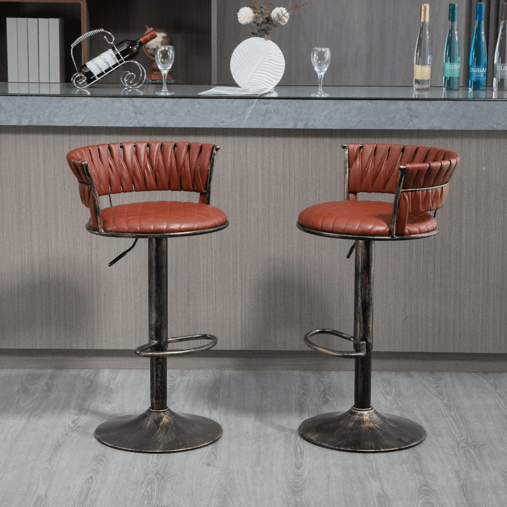 360°Swivel Bar Stools, Adjustable Height Bar Stools with Open Back and ...