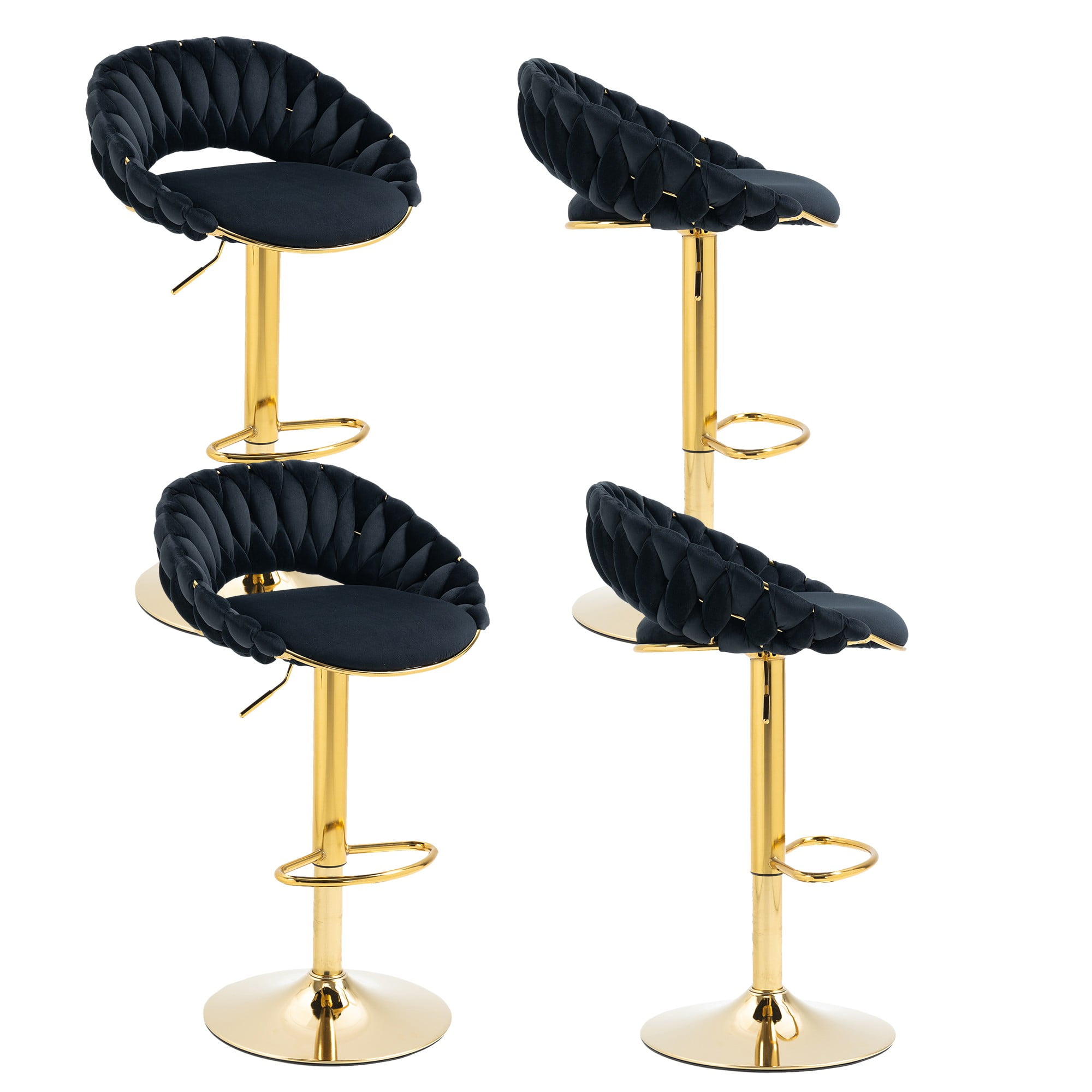 360°Swivel Bar Stools, Adjustable Height Bar Stools with Open Back and ...