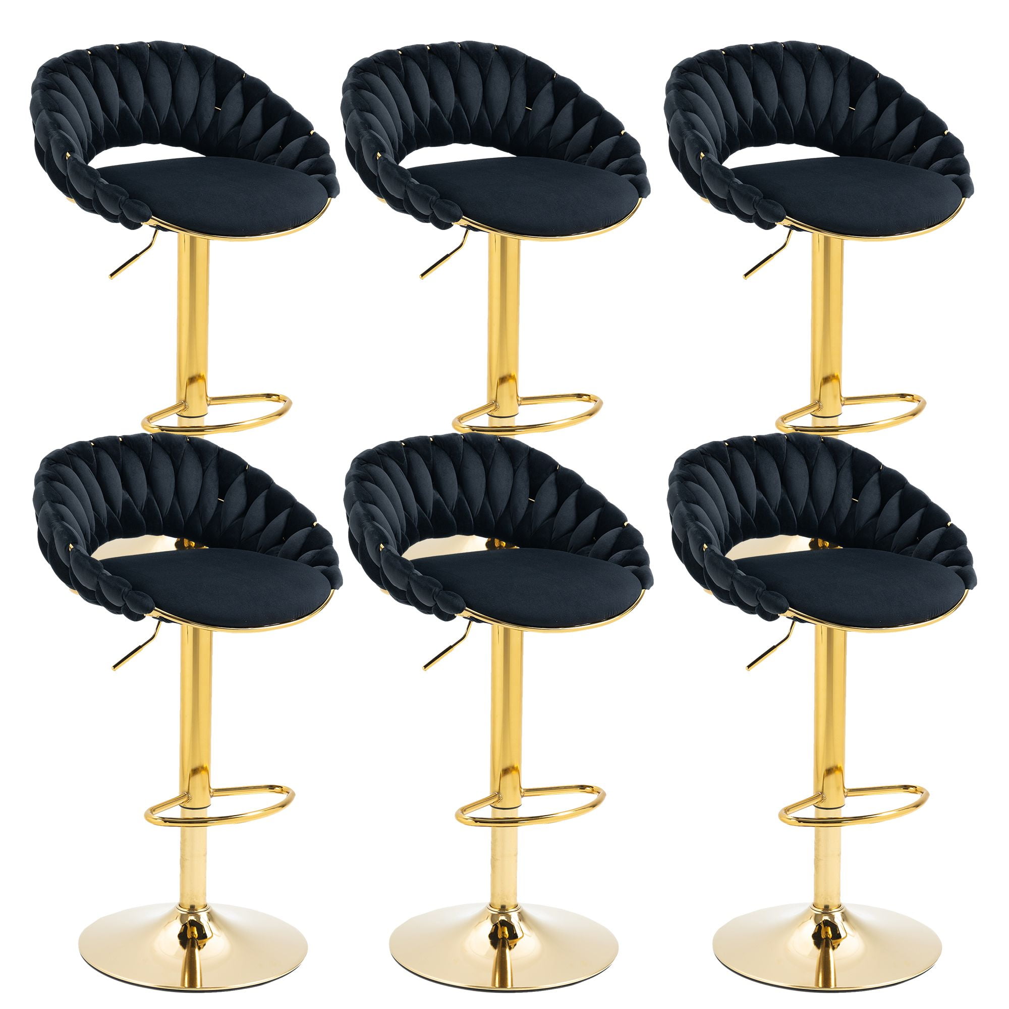 360°Swivel Bar Stools, Adjustable Height Bar Stools with Open Back and ...