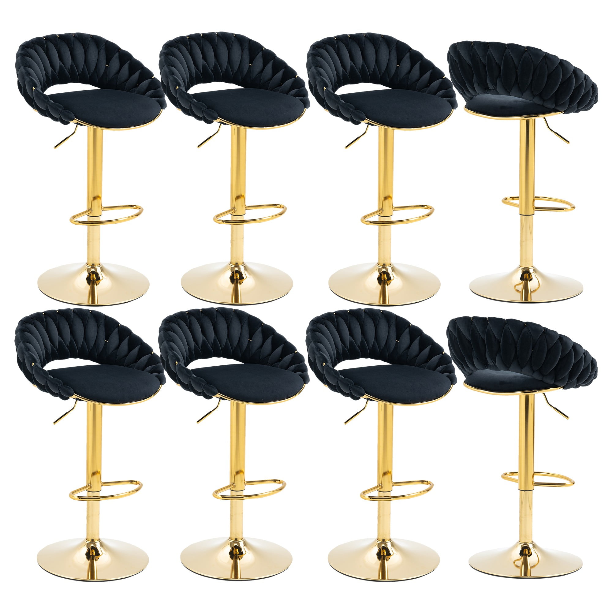 360°Swivel Bar Stools, Adjustable Height Bar Stools with Open Back and ...