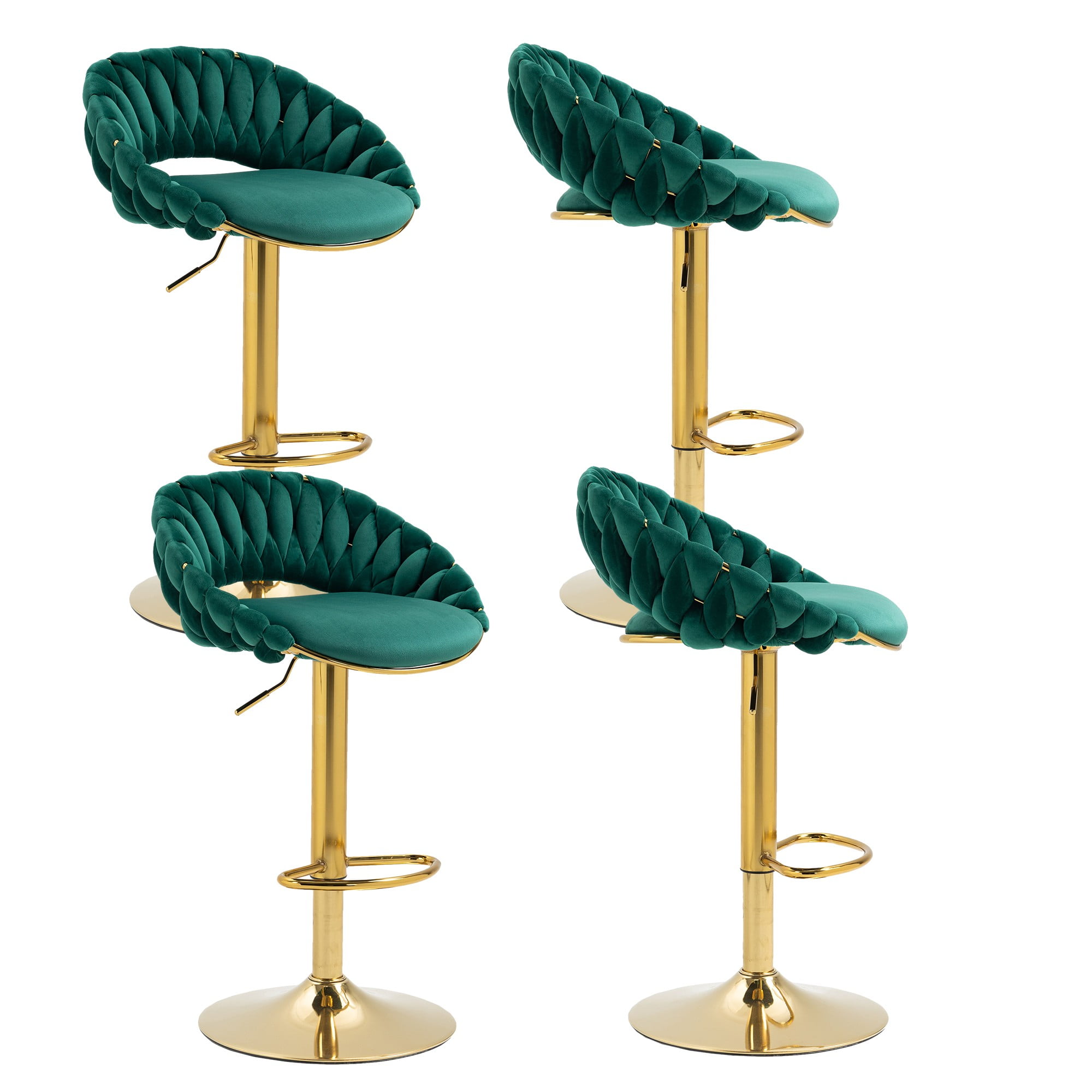 360°Swivel Bar Stools, Adjustable Height Bar Stools with Open Back and ...