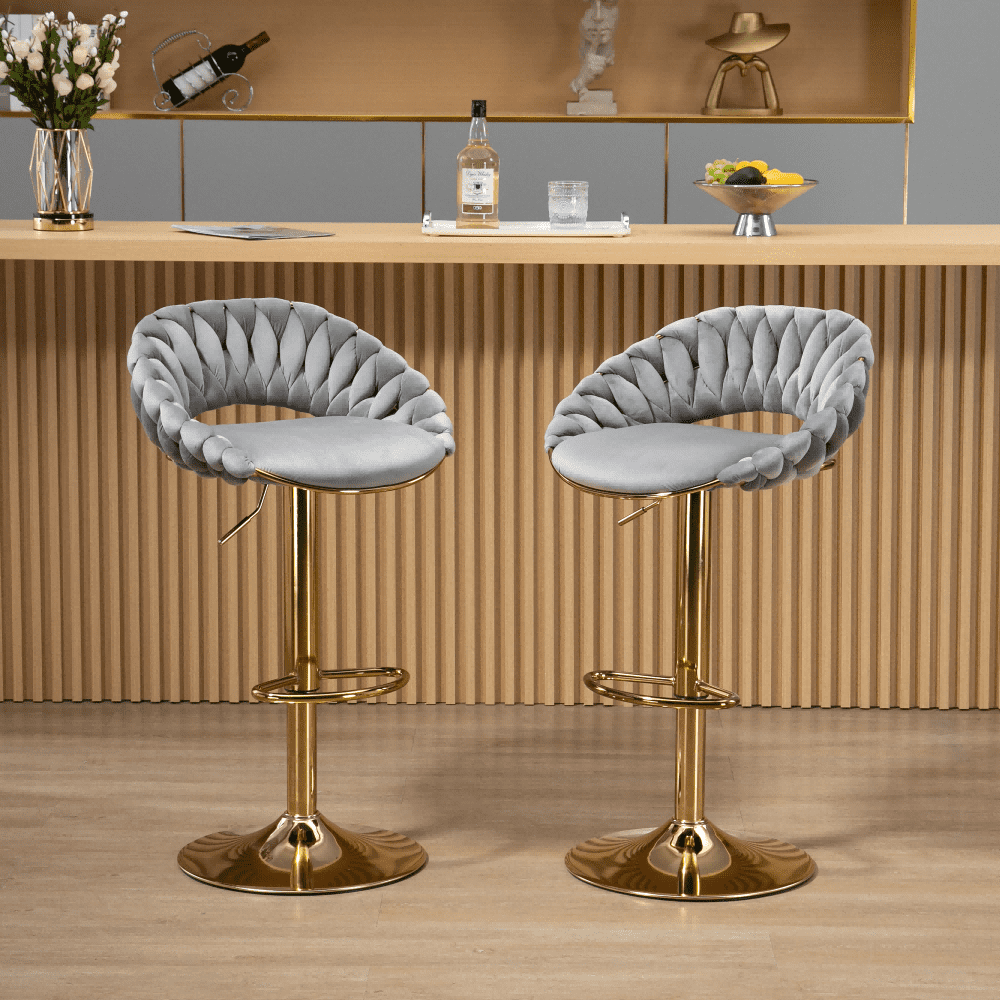 360°Swivel Bar Stools, Adjustable Height Bar Stools with Open Back and ...