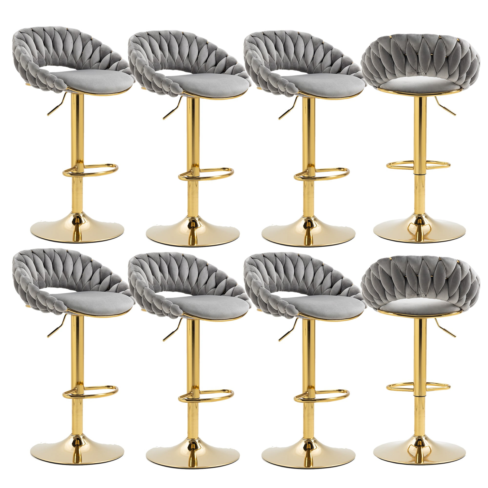 360°Swivel Bar Stools, Adjustable Height Bar Stools with Open Back and ...