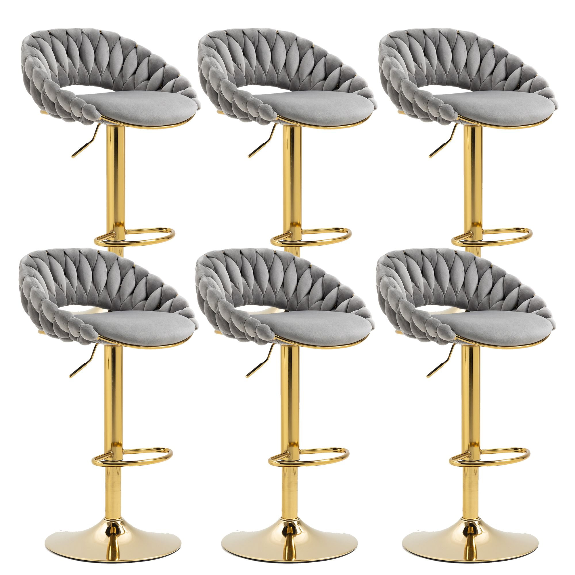 360°Swivel Bar Stools, Adjustable Height Bar Stools with Open Back and ...
