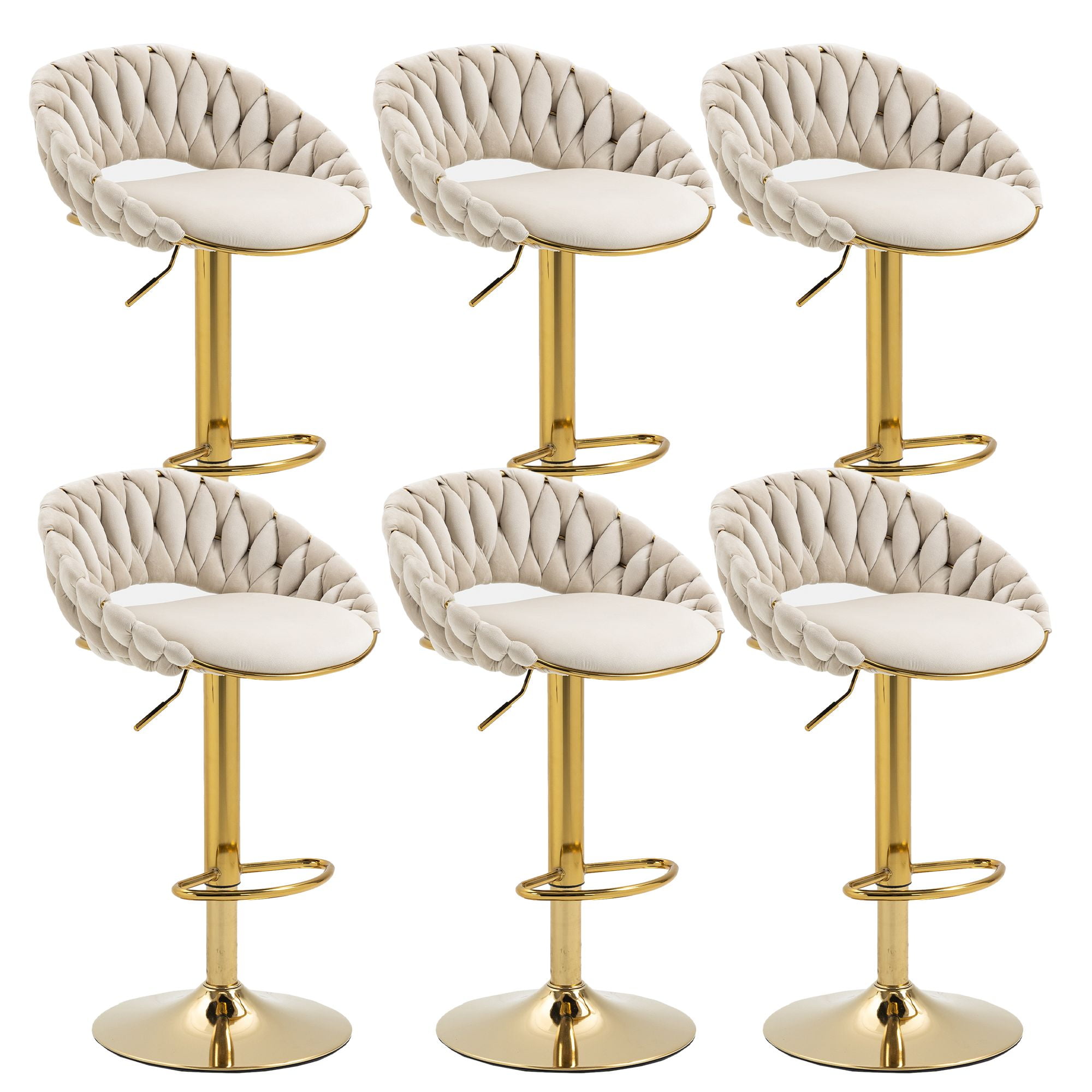 360°Swivel Bar Stools, Adjustable Height Bar Stools with Open Back and ...