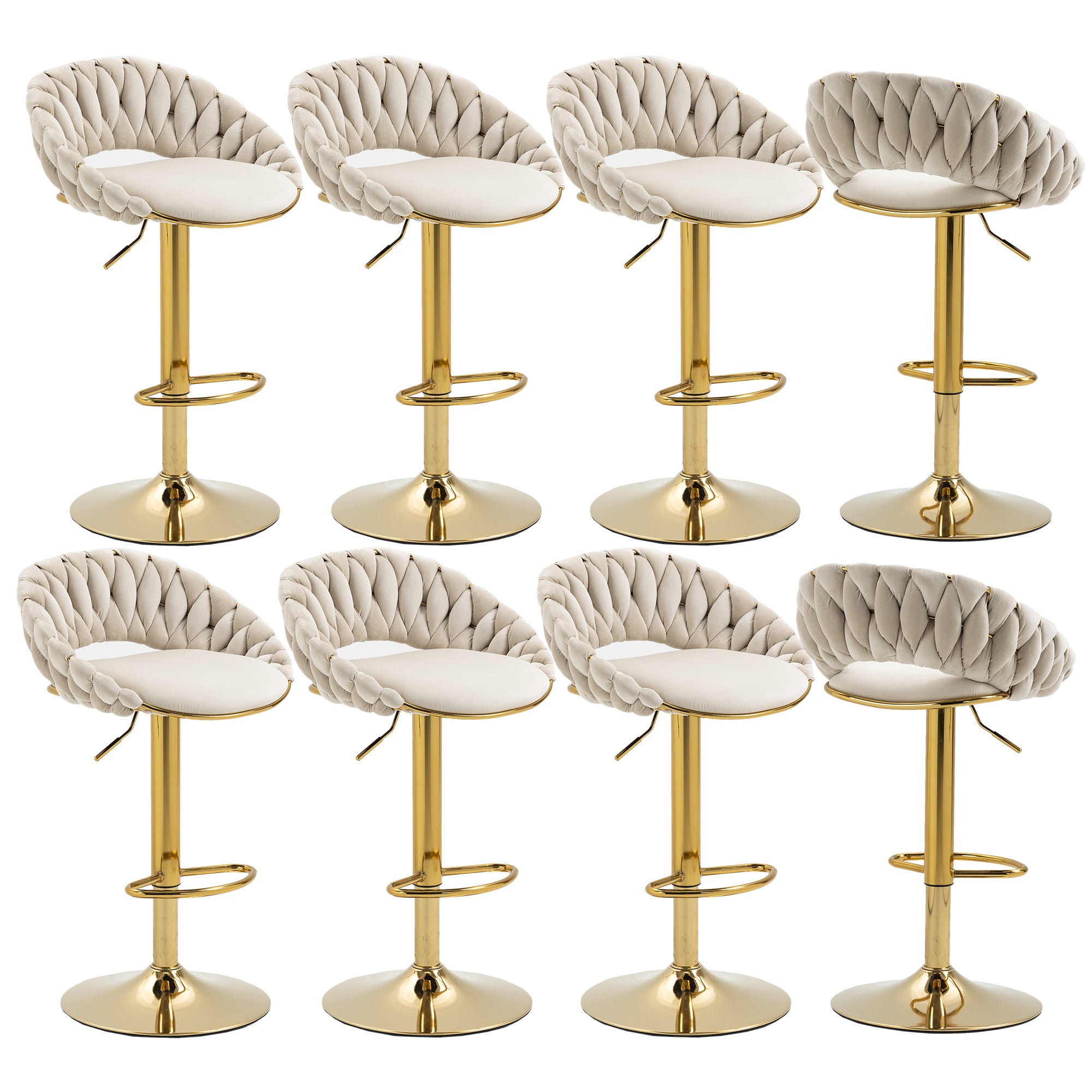 360°Swivel Bar Stools, Adjustable Height Bar Stools with Open Back and ...