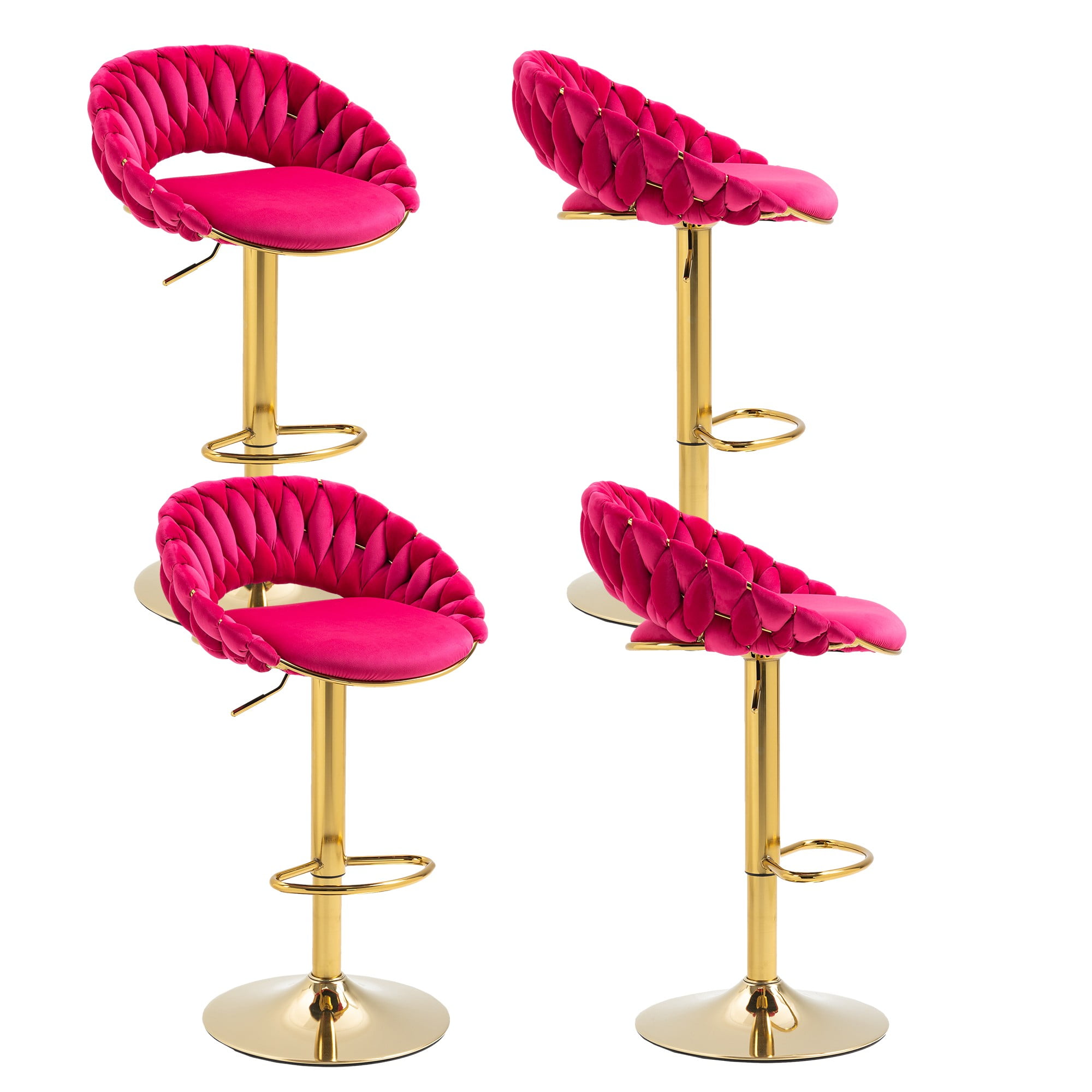 360°Swivel Bar Stools, Adjustable Height Bar Stools with Open Back and ...