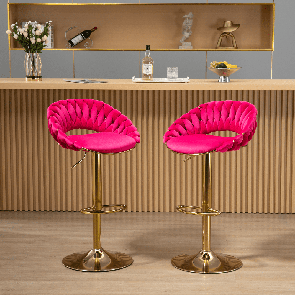 360°Swivel Bar Stools, Adjustable Height Bar Stools with Open Back and ...