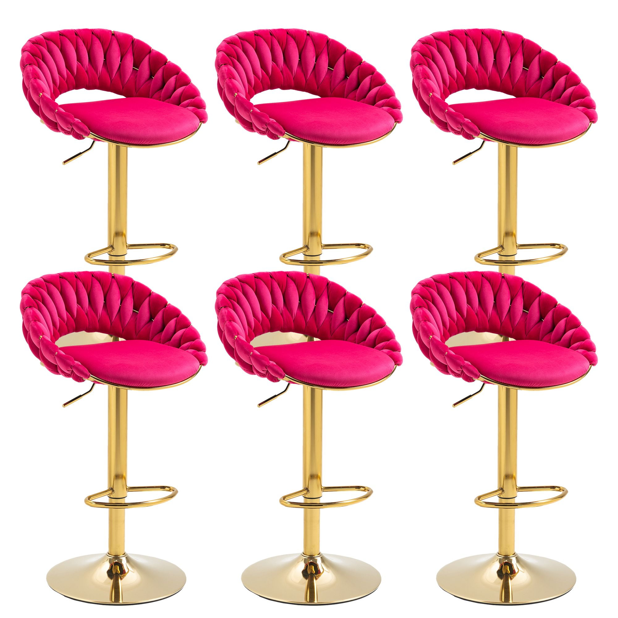 360°Swivel Bar Stools, Adjustable Height Bar Stools with Open Back and ...