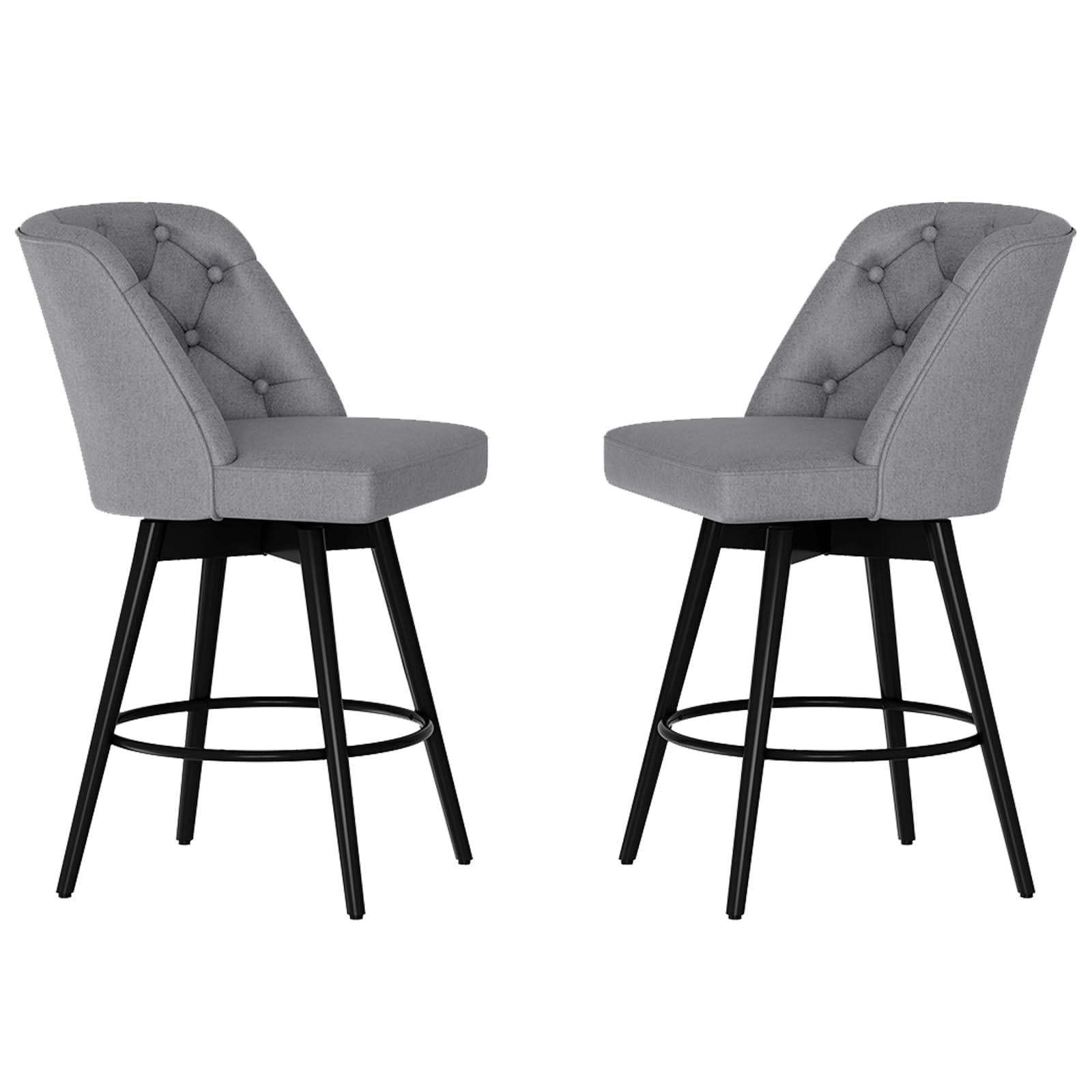 360°Swivel Bar Stools,Performance Fabric Upholstered Counter Height Bar ...