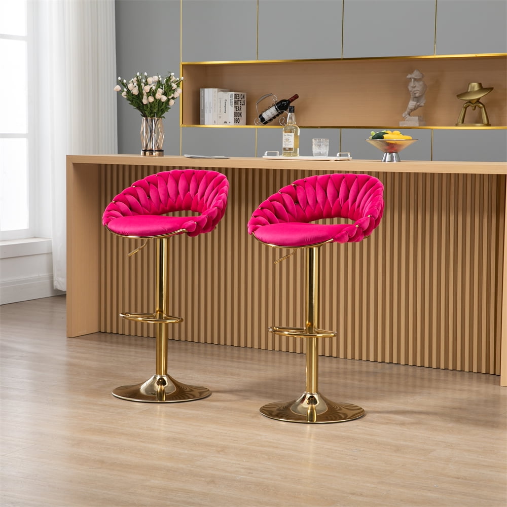 360°Swivel Bar Stools Set of 2, Adjustable Counter Height Bar Chairs ...