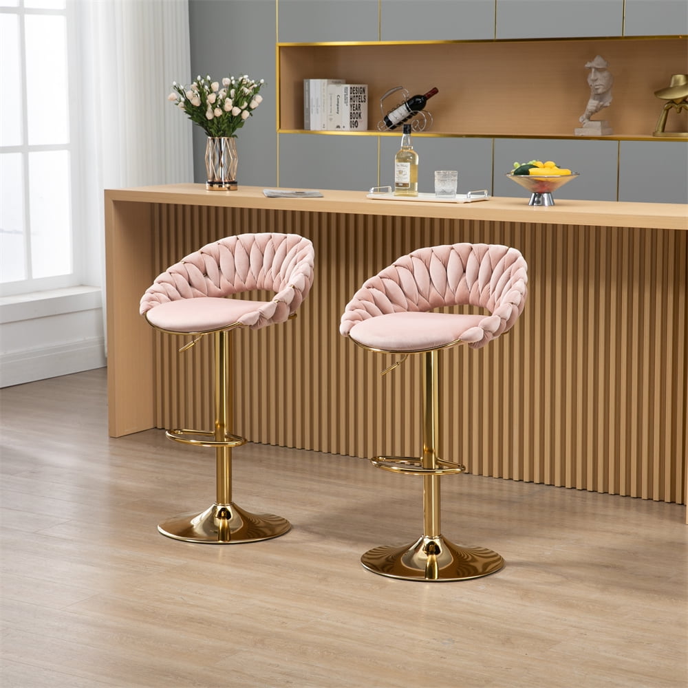 360°Swivel Bar Stools Set of 2, Adjustable Counter Height Bar Chairs ...