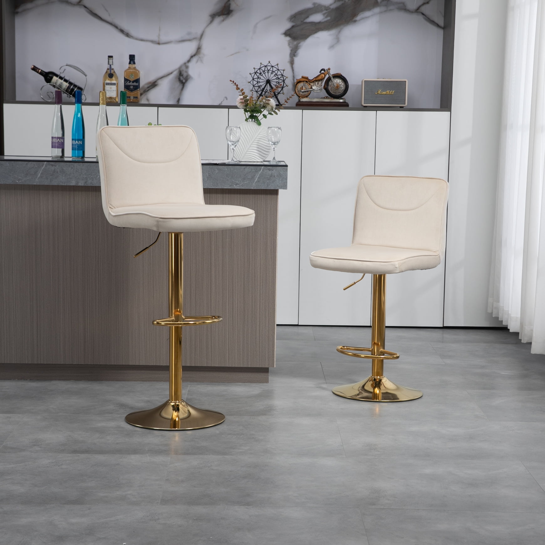 360° Swivel Bar Stools Set of 2,Modern Style Barstools with High ...