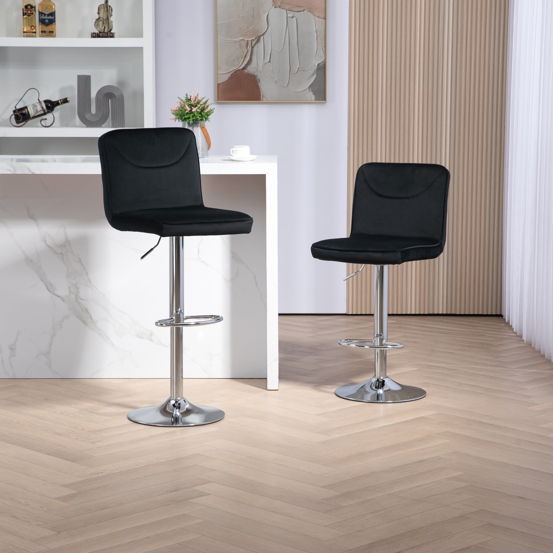 360° Swivel Bar Stools Set of 2,Modern Style Barstools with High ...
