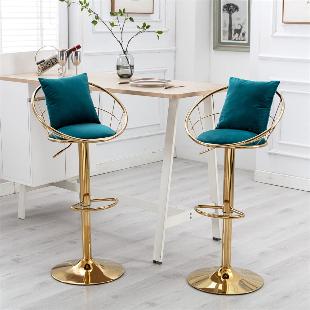 360° Swivel Bar Stools Set of 2, Modern Upholstered Adjustable Counter ...