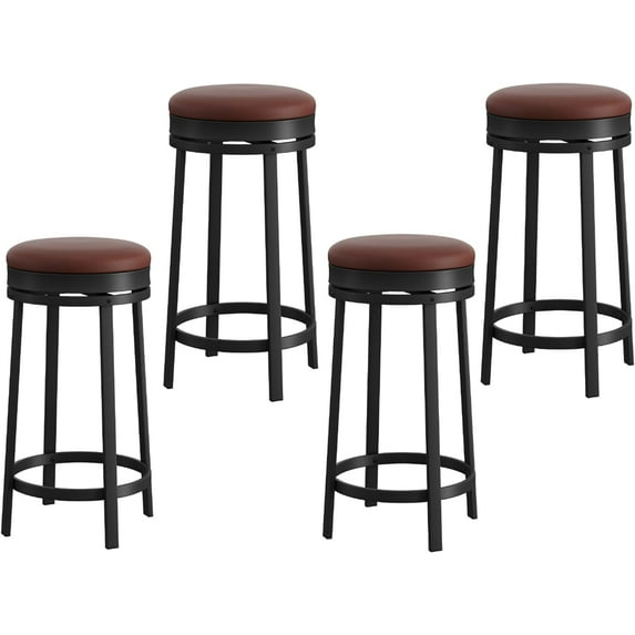 360° Swivel Bar Stools Set of 4, 24" Counter Height Bar Stools with ...