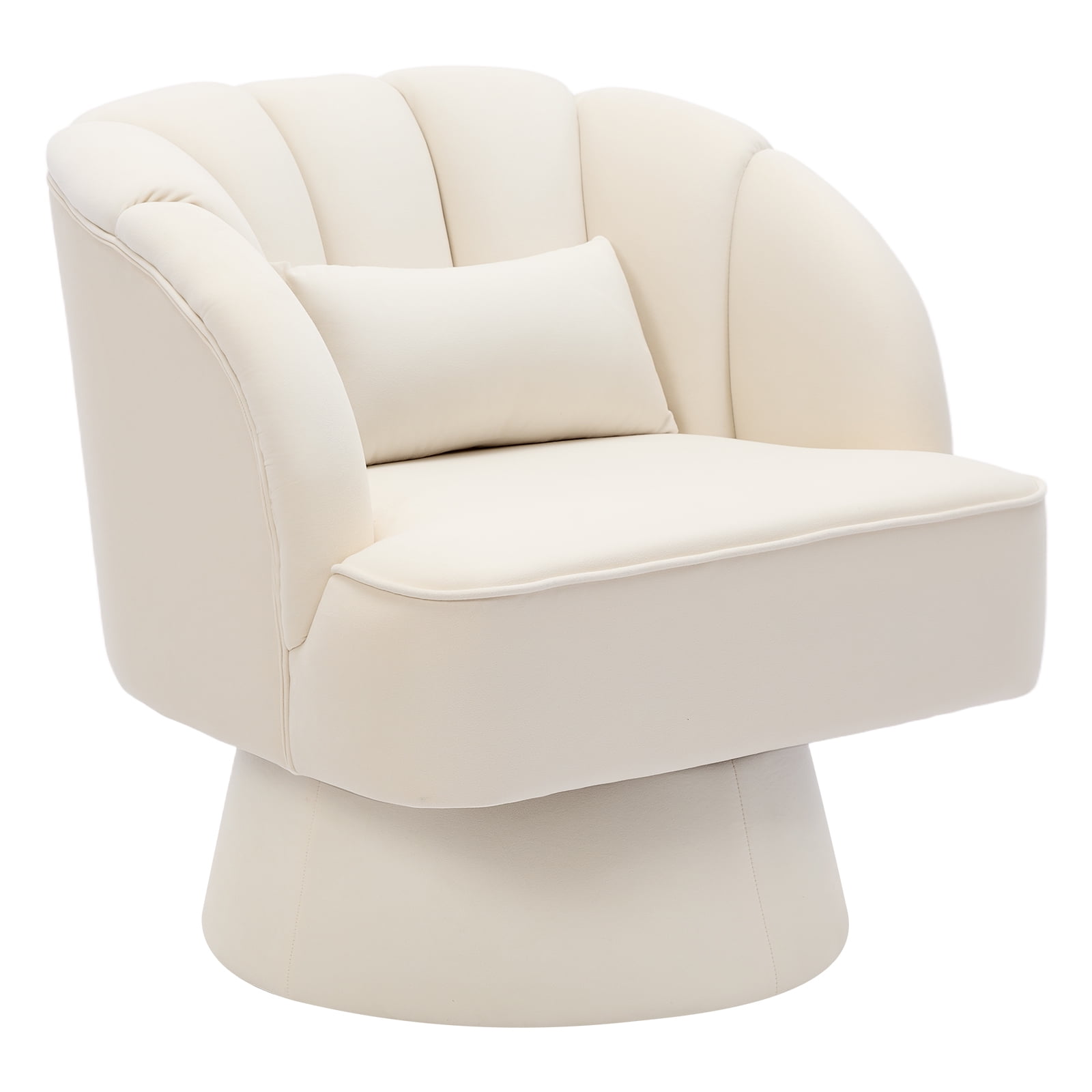 360° Swivel Barrel Accent Chair – Modern Round Armchair with Striped ...