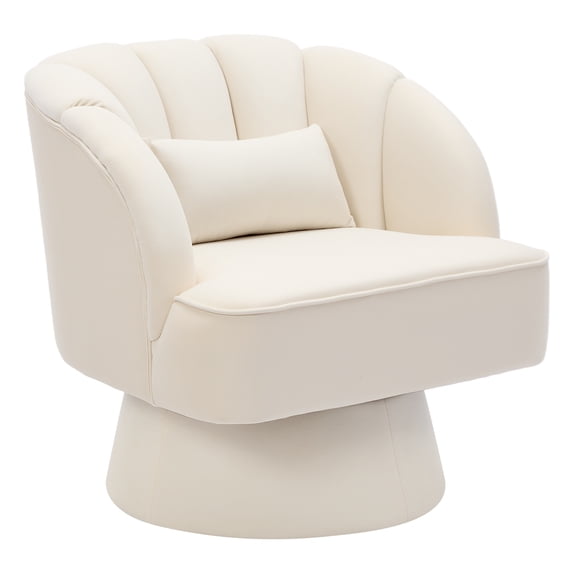 360° Swivel Barrel Accent Chair – Modern Round Armchair with Striped ...