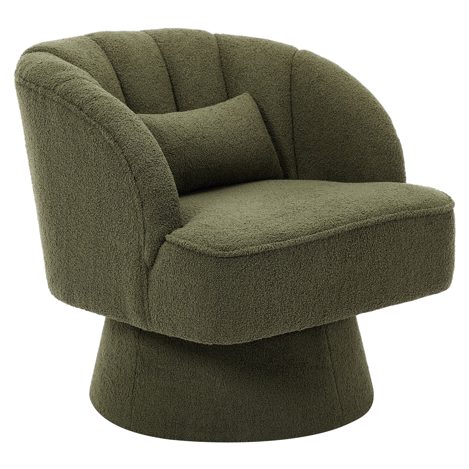 360° Swivel Barrel Accent Chair – Modern Round Armchair with Striped ...