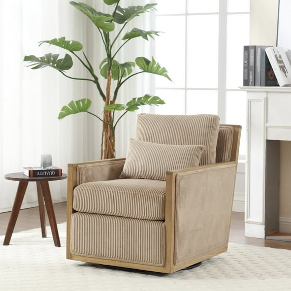 360° Swivel Barrel Club Chair, Corduroy, Ideal for Multiple Spaces ...